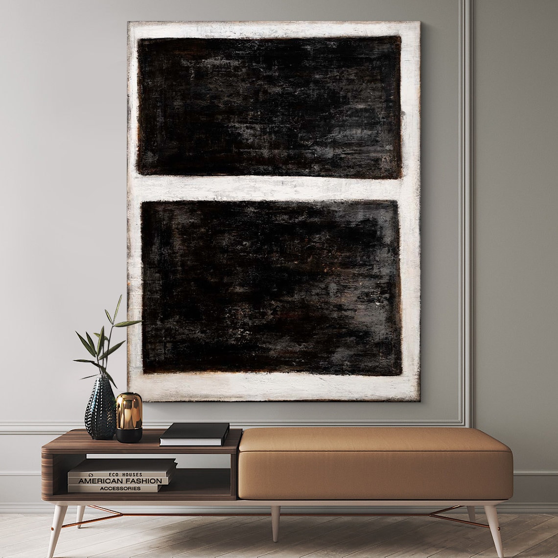 Black Wabi Sabi Wall Art Black White Abstract Painting Black - Etsy