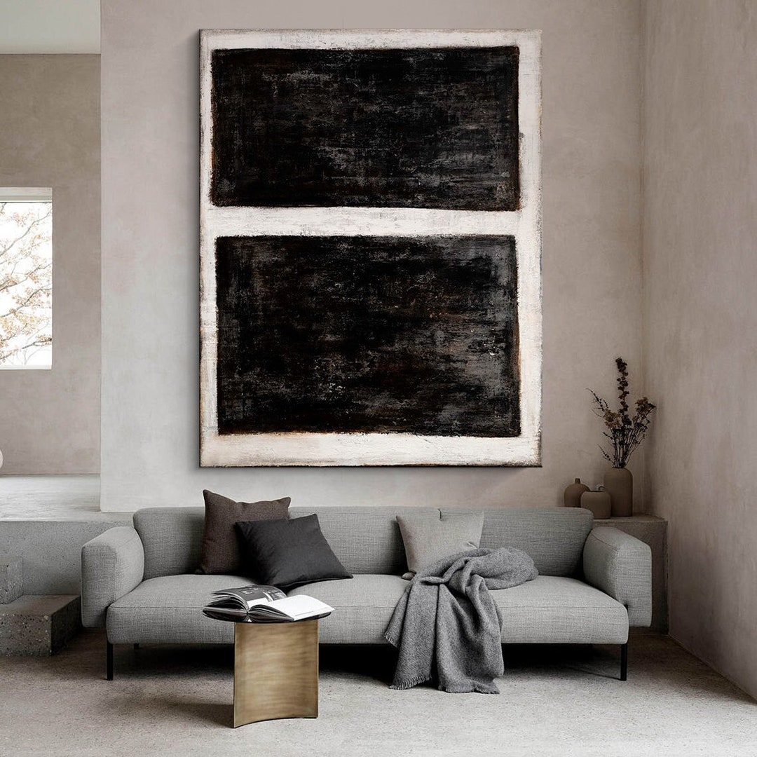 Black Wabi Sabi Wall Art Black White Abstract Painting Black - Etsy