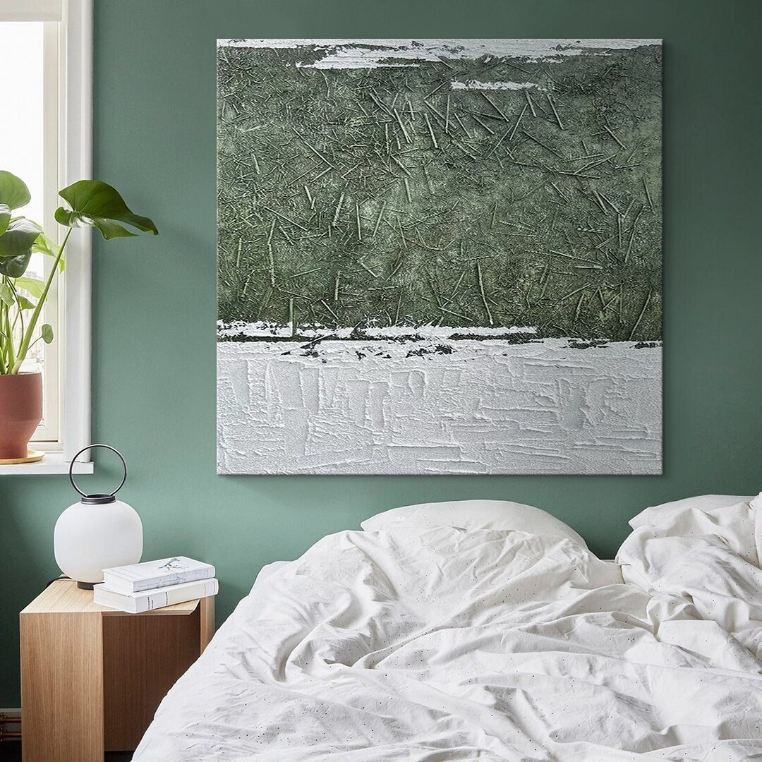 Extra Large Wall Art Green White Wall Art Original Wall Art - Etsy
