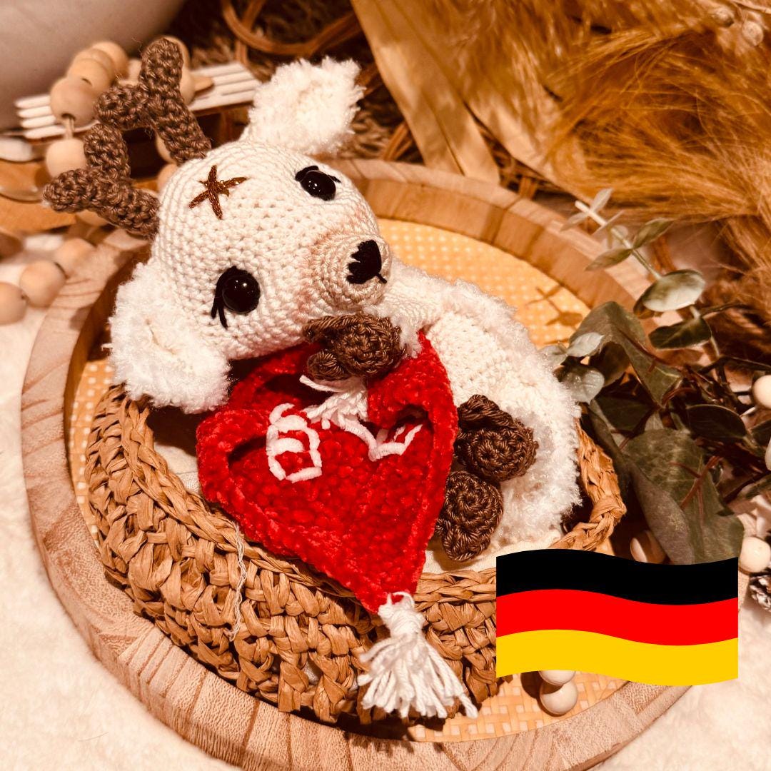 Crochet Pattern Pdf File Reindeer Freya in German Version - Etsy
