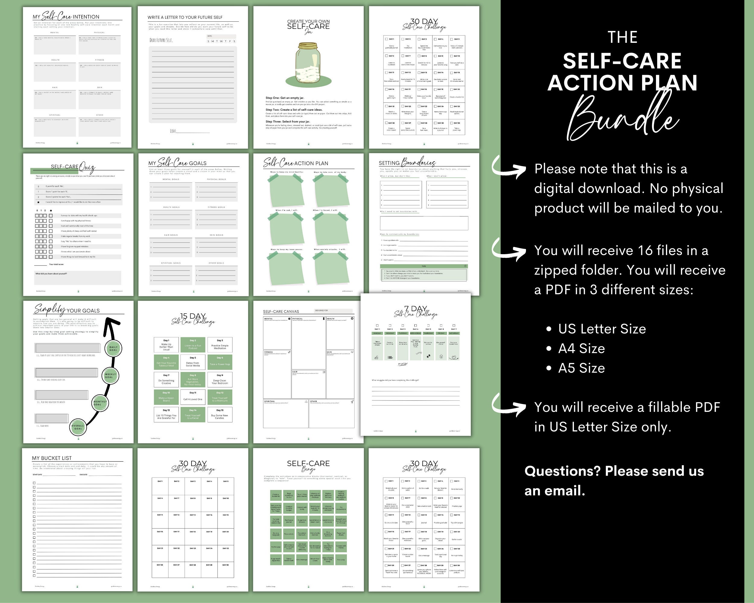 Self-care Action Plan Bundle, Self-care Printables, Self-care Templates ...
