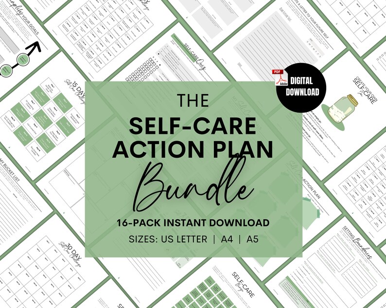 Self-care Action Plan Bundle, Self-care Printables, Self-care Templates ...