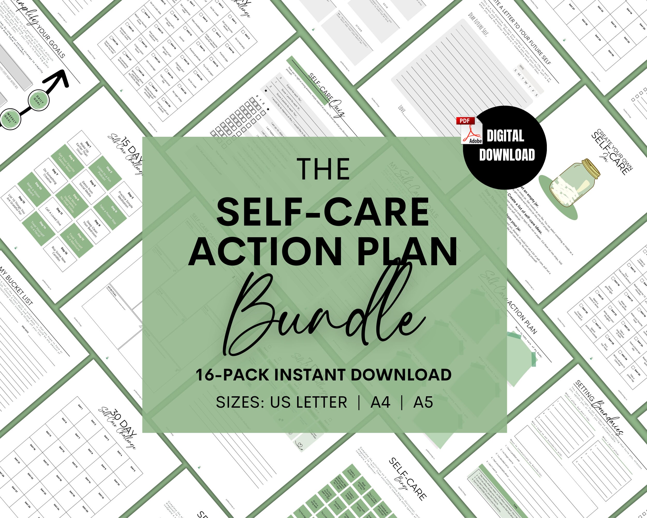 Self-care Action Plan Bundle, Self-care Printables, Self-care Templates ...