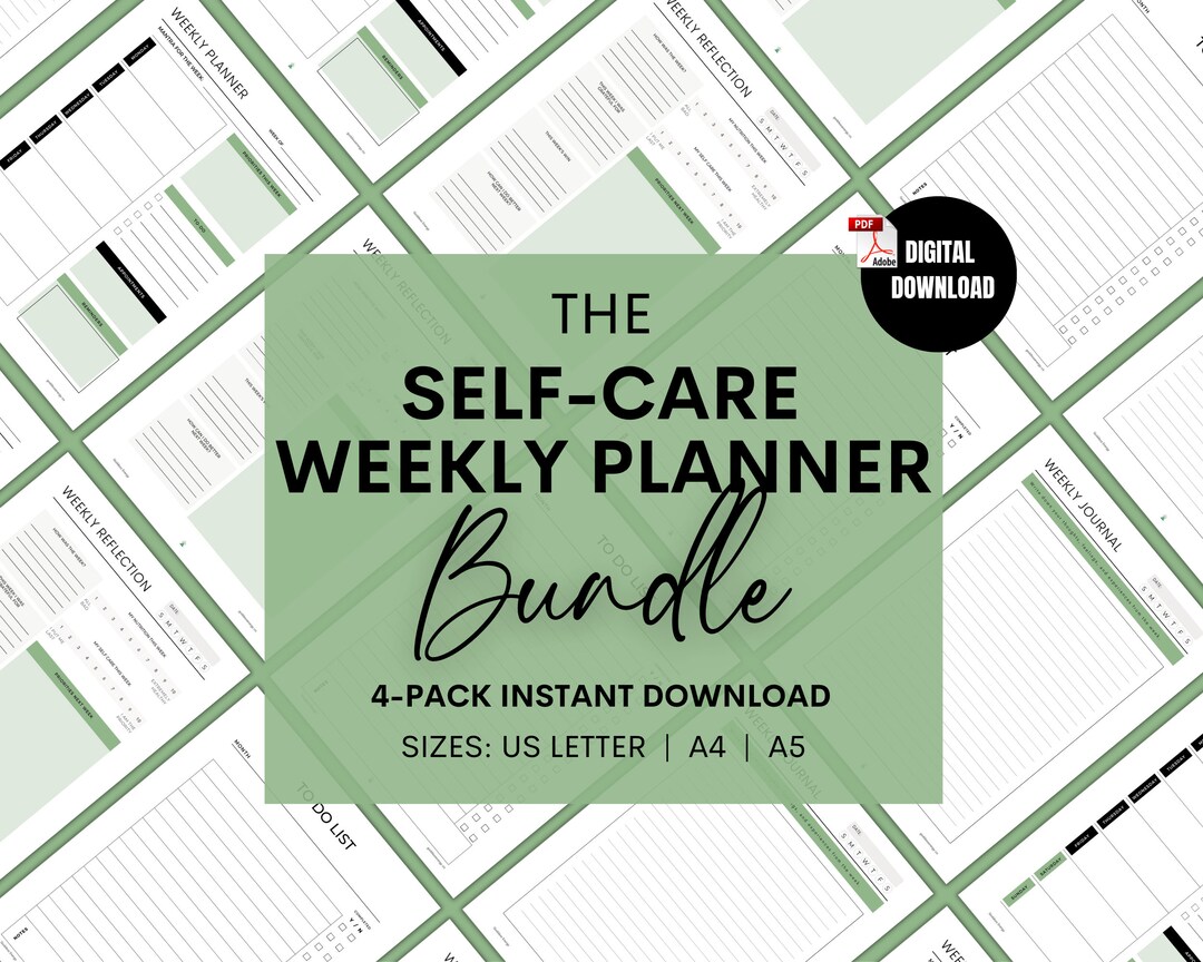 Self-care Weekly Planner Bundle, Weekly Planner, Self-care Printables ...