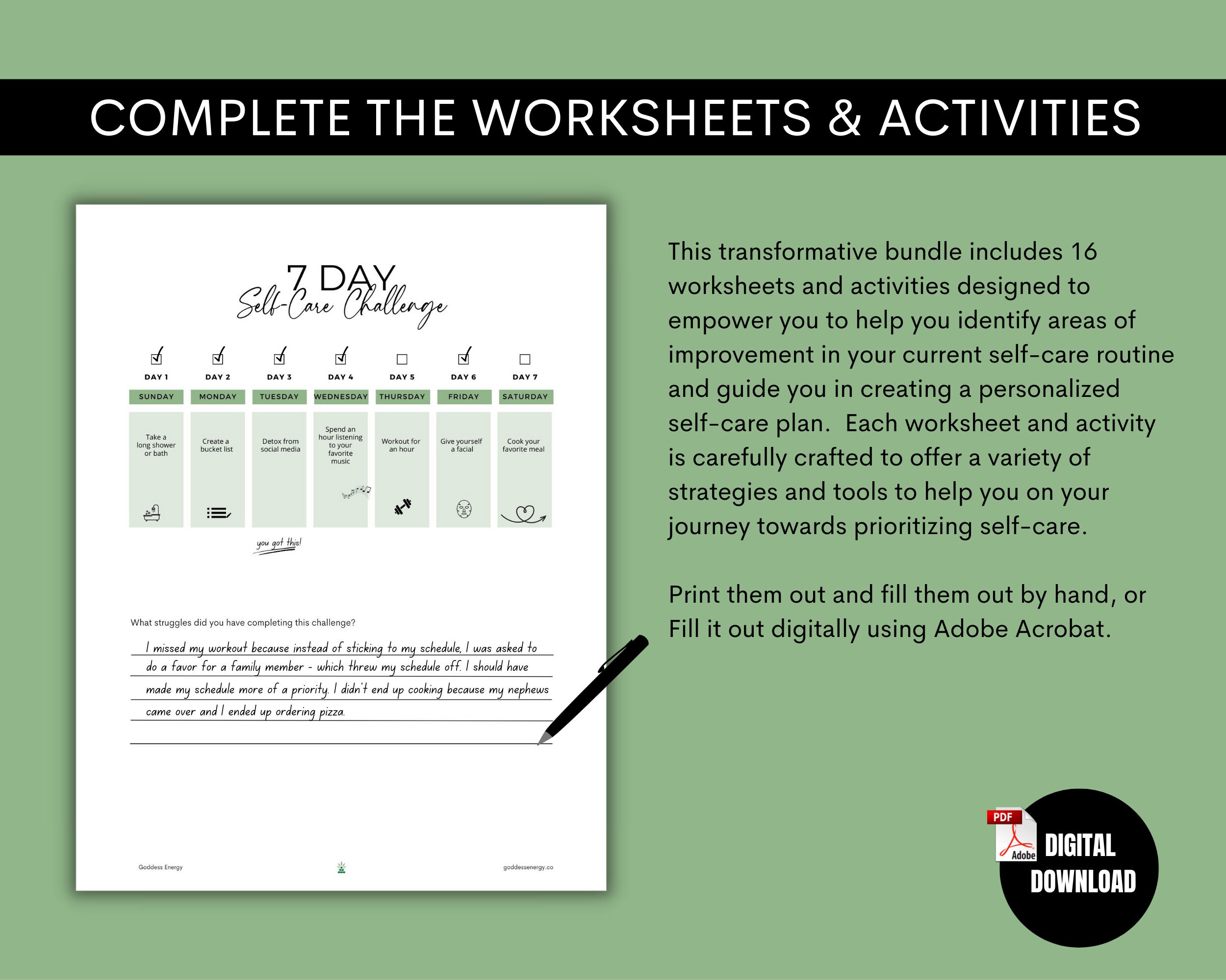 Self-care Action Plan Bundle, Self-care Printables, Self-care Templates ...