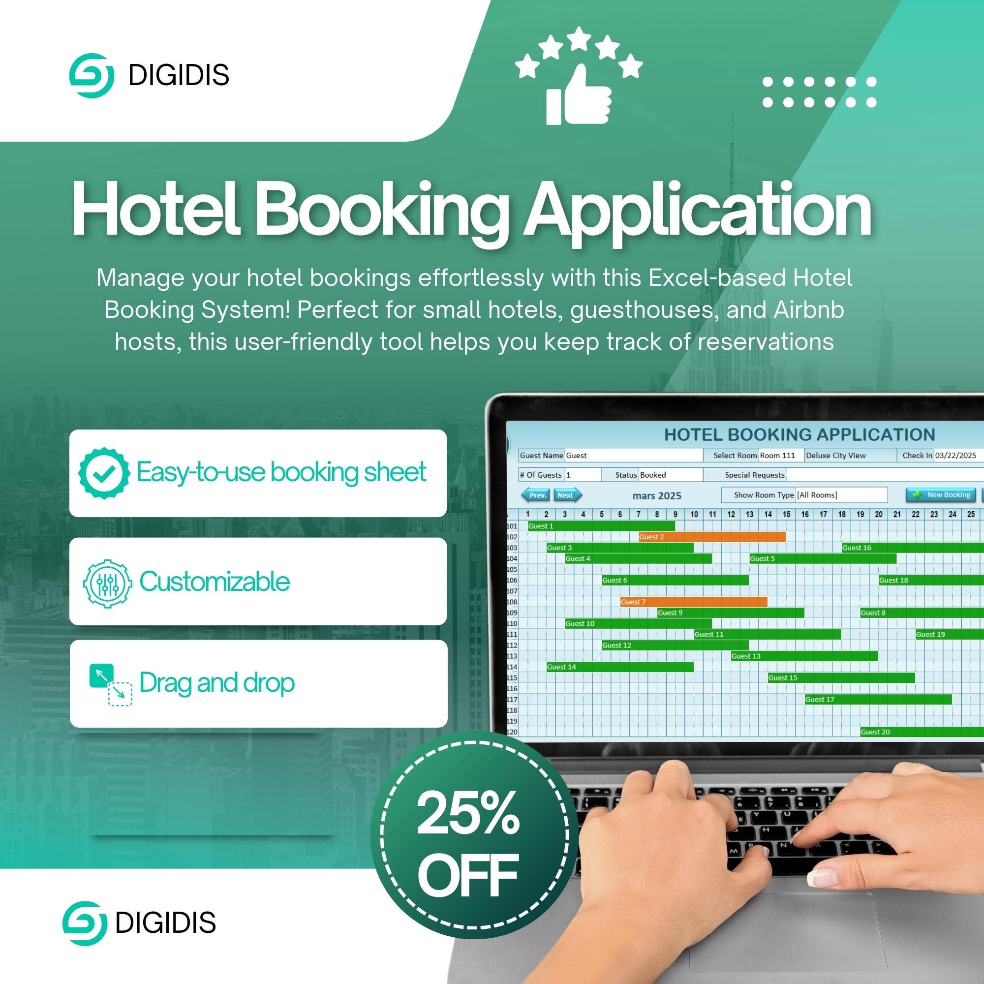 Simple Excel Hotel Booking System | Easy Reservation Tracker | Hotel ...