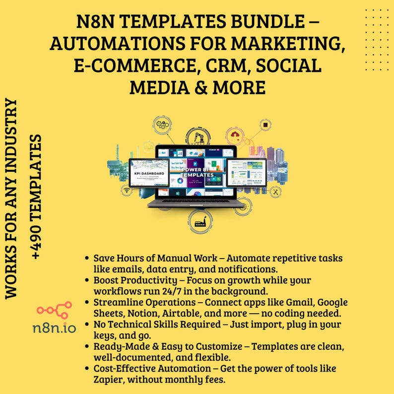 N8n Workflow Templates Bundle: 490+ Ready-to-use Automations - Etsy