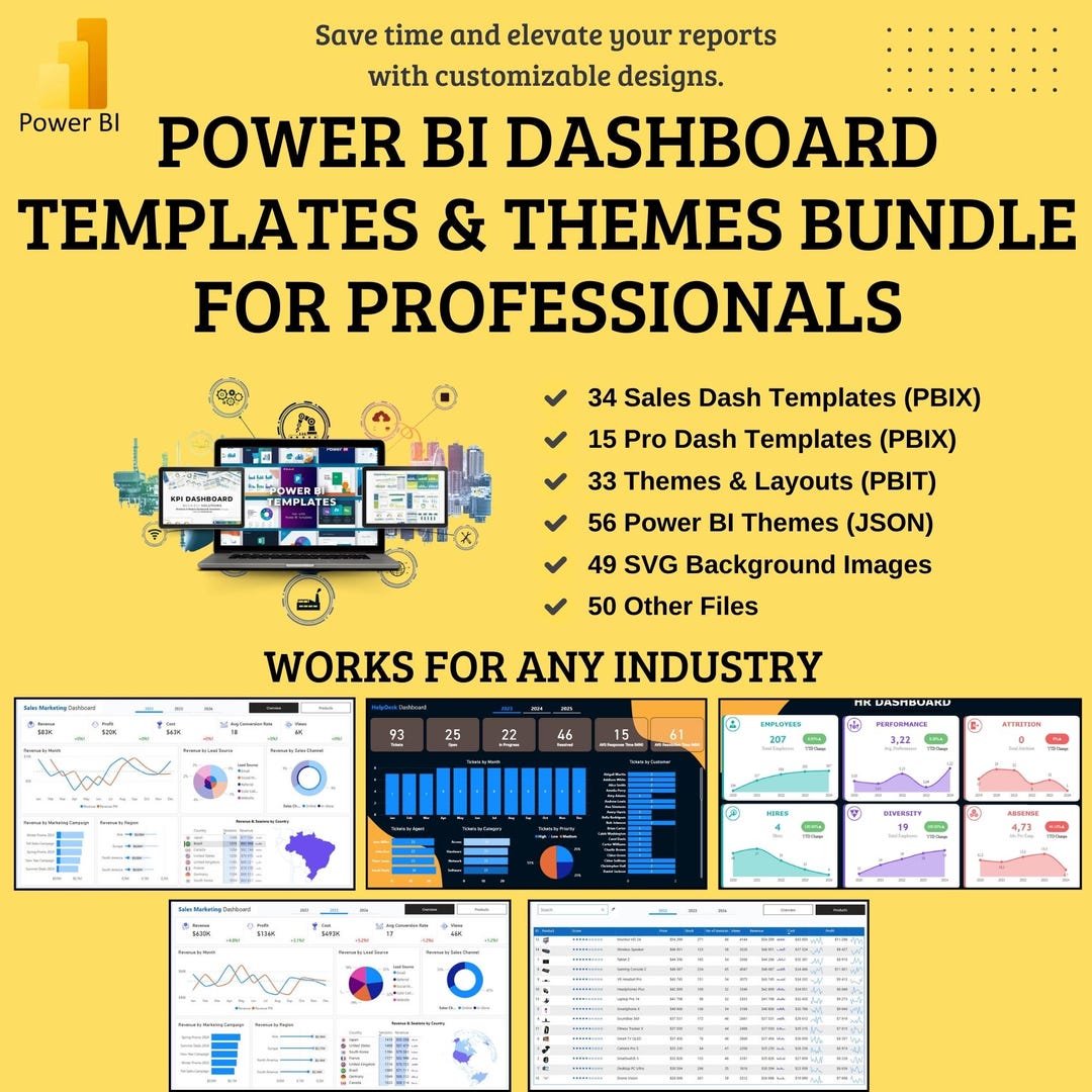 Power BI Dashboard Templates Bundle: Sales & Business Analytics - Etsy