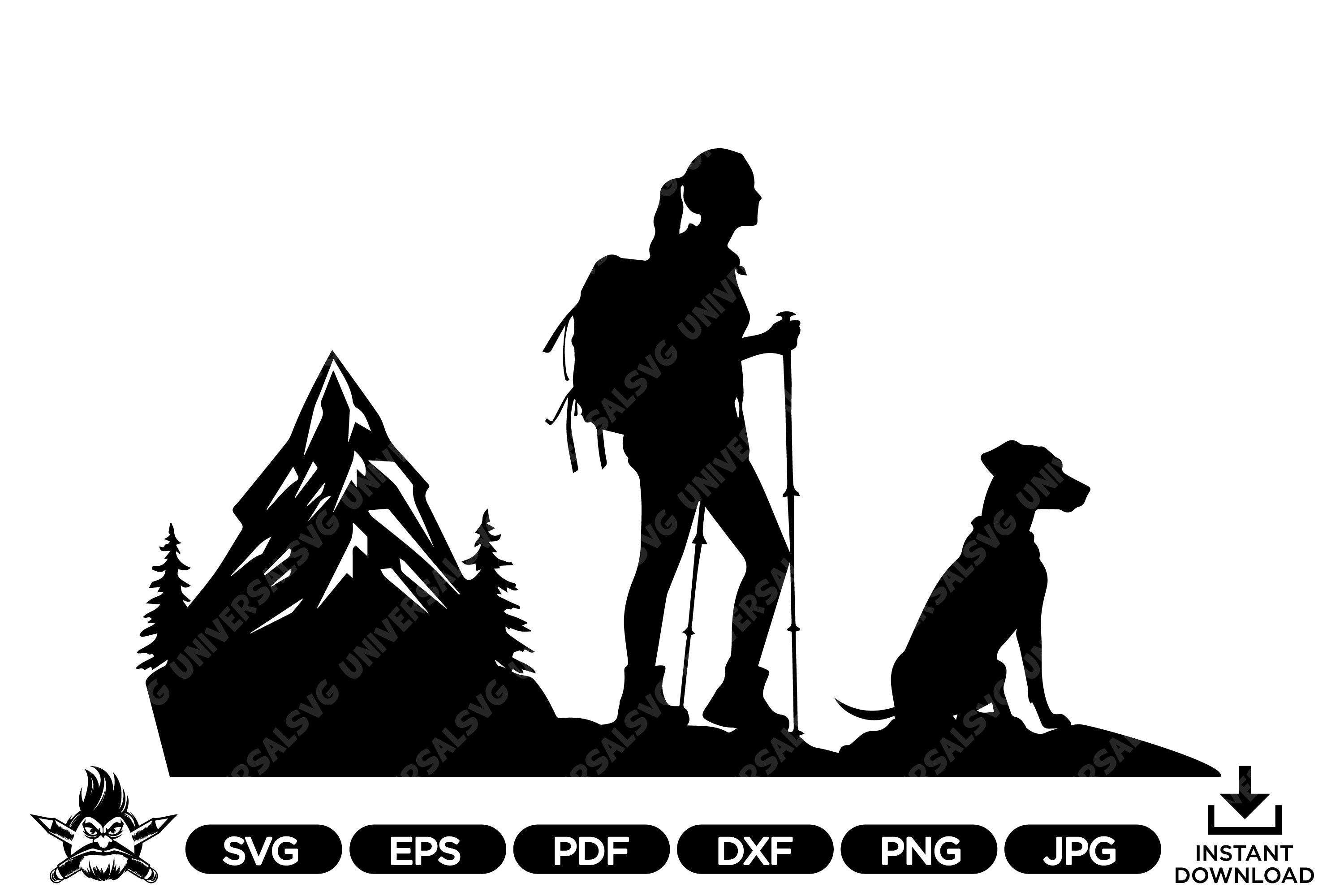 Hiking Svg, Hiking Woman SVG, Hiking Woman With Dog SVG, PNG, Hiking ...