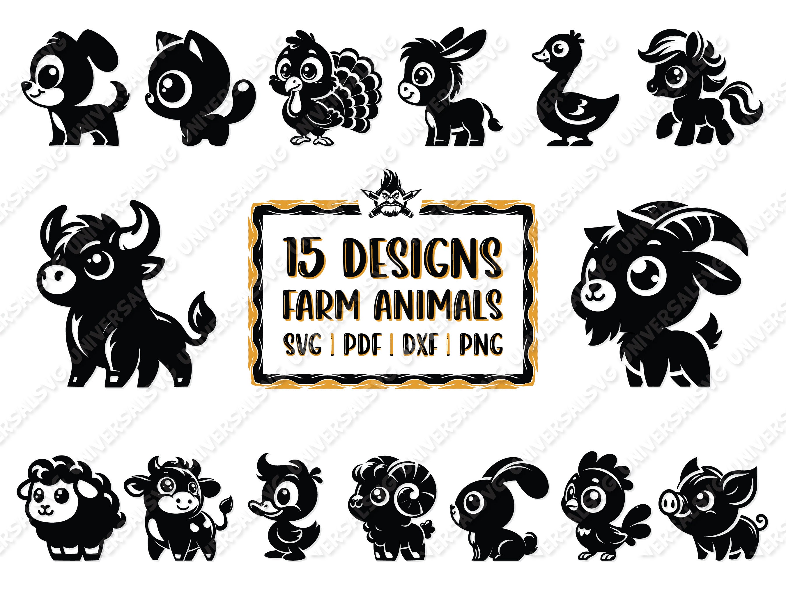 Farm Animals SVG Bundle, Cute Farm Animals, Farm Svg, Cartoon Animals ...