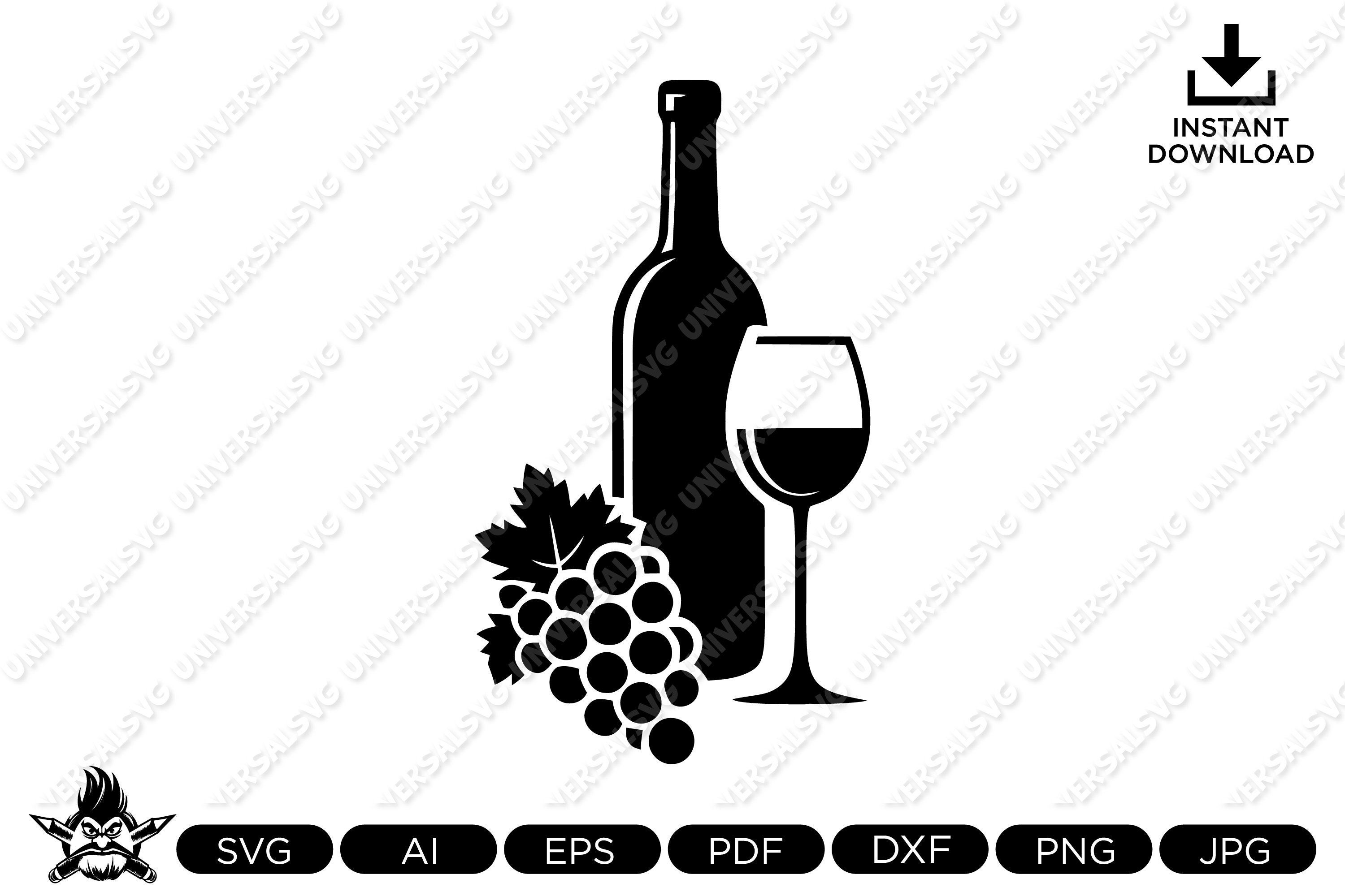 Wine Glass and Bottle SVG, Wine Png, Design for Viniculture Enthusiasts ...