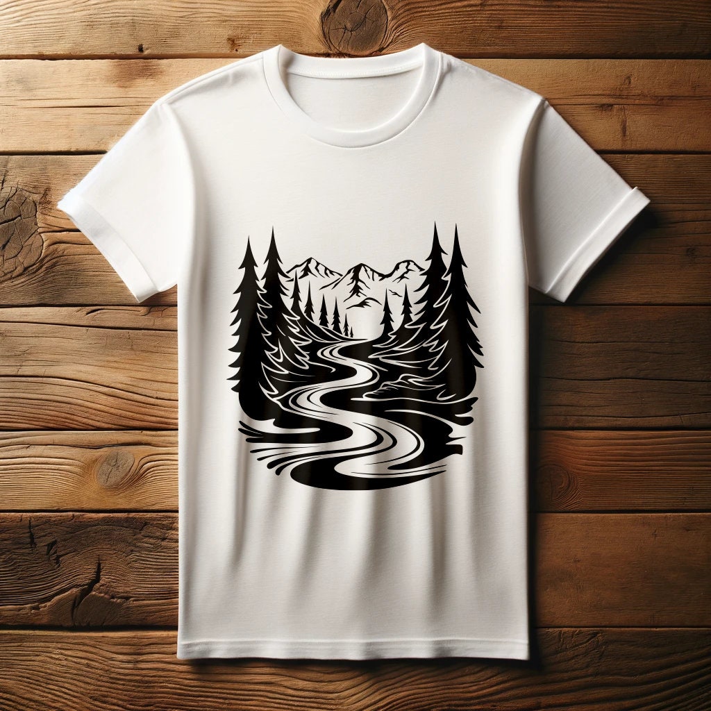 River Landscape Svg, Landscape Png, T-shirt Design, Clipart, Cut File ...