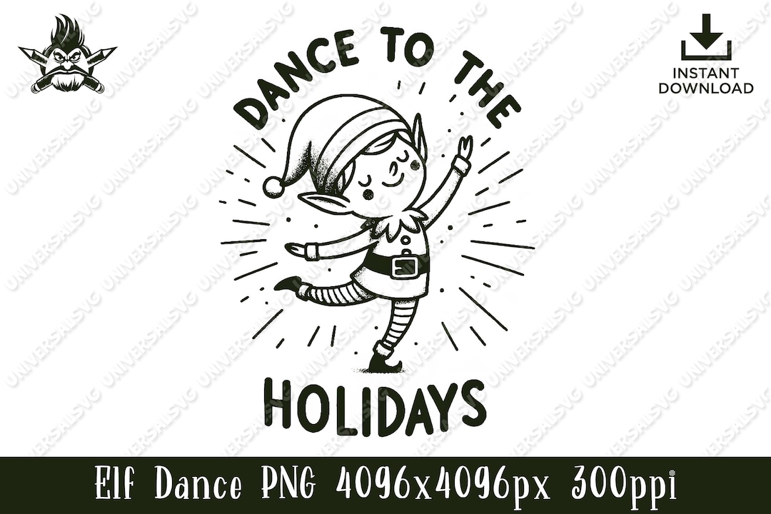 Dancing Elf PNG, Clipart, Ideal for T-shirts, Digital Download ...