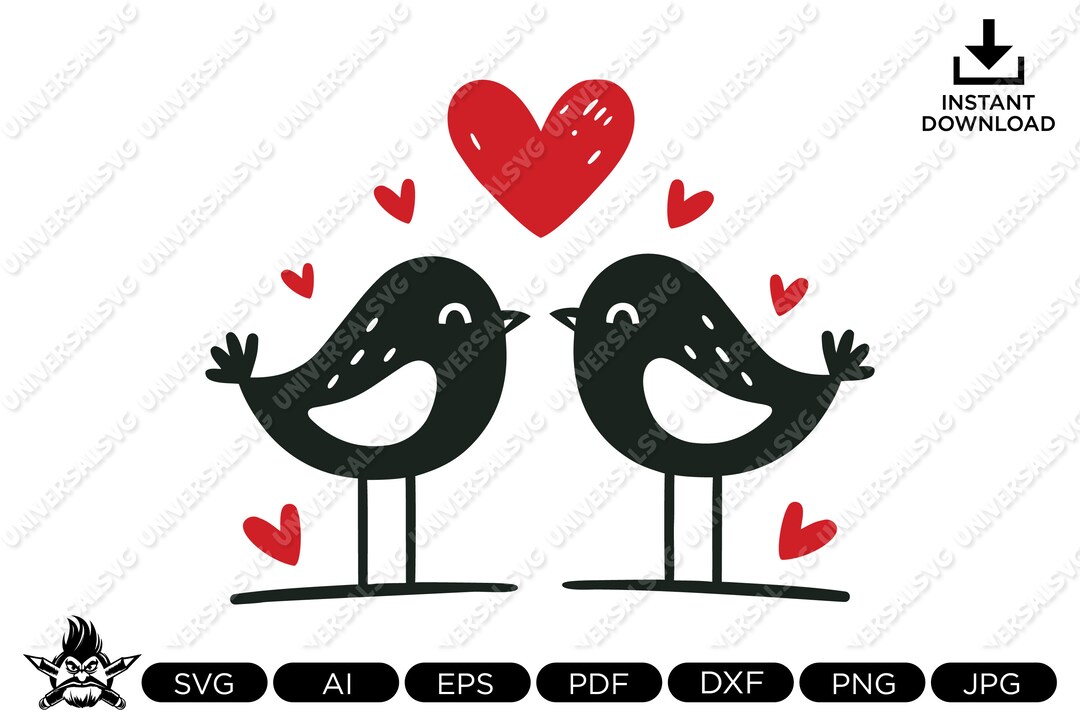 Love Birds Valentine's Day, Clipart SVG Cut File, Valentines Gift ...