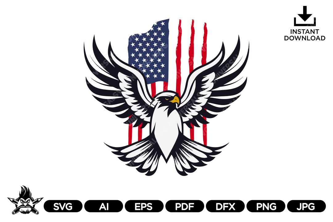 Eagle With American Flag Svg, USA Patriotic 4th of July Clipart for ...