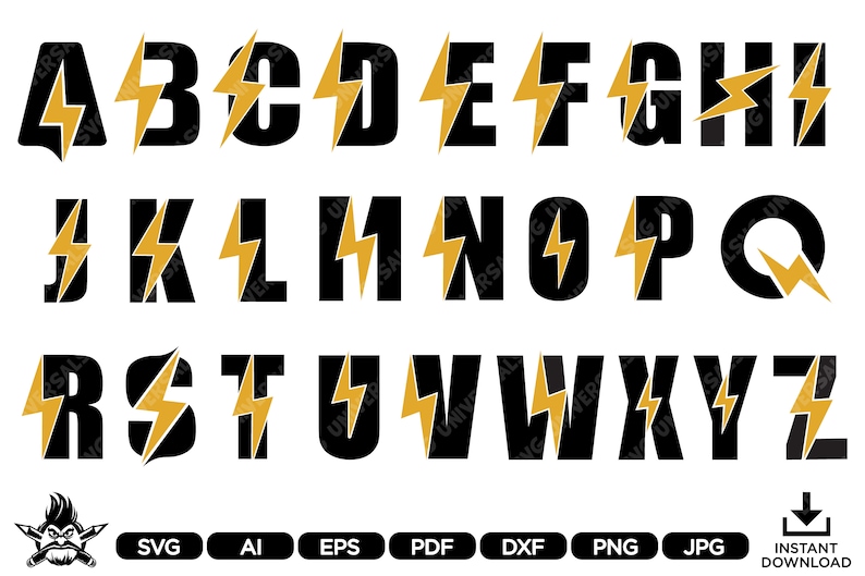 Lightning Bolt Letter SVG: Energy Font Cut File (digital Download) - Etsy