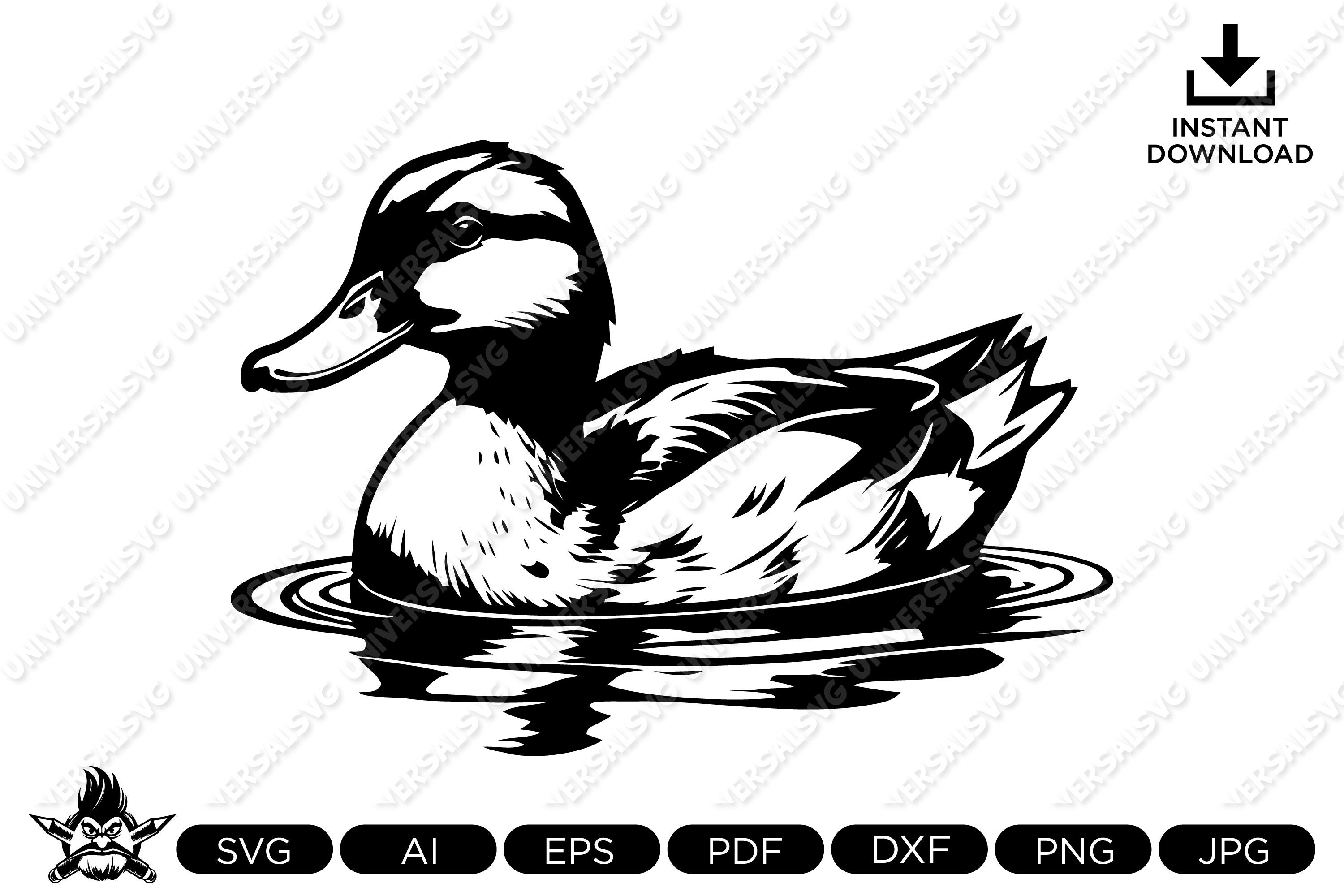 Duck Silhouette SVG: Mallard Clipart, Crafting Designs (digital ...