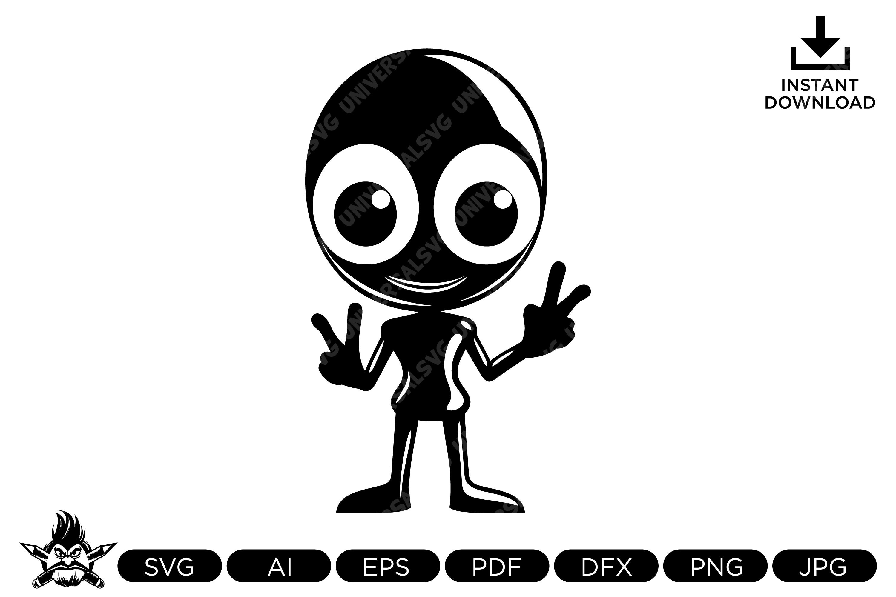 Alien SVG Alien Clip Art Vector UFO Svg Alien Cricut Alien Silhouette ...