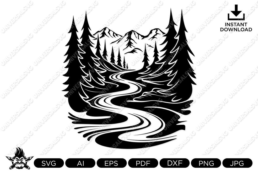 River Landscape Svg, Landscape Png, T-shirt Design, Clipart, Cut File ...