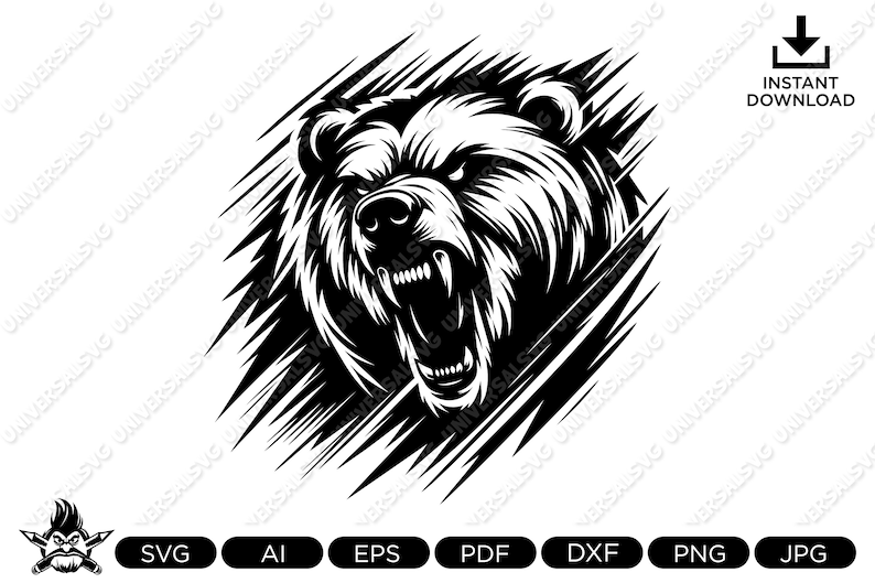 Oso Svg, Oso Enojado Svg, Caza Svg, Animal Salvaje Svg, Clipart, Al ...