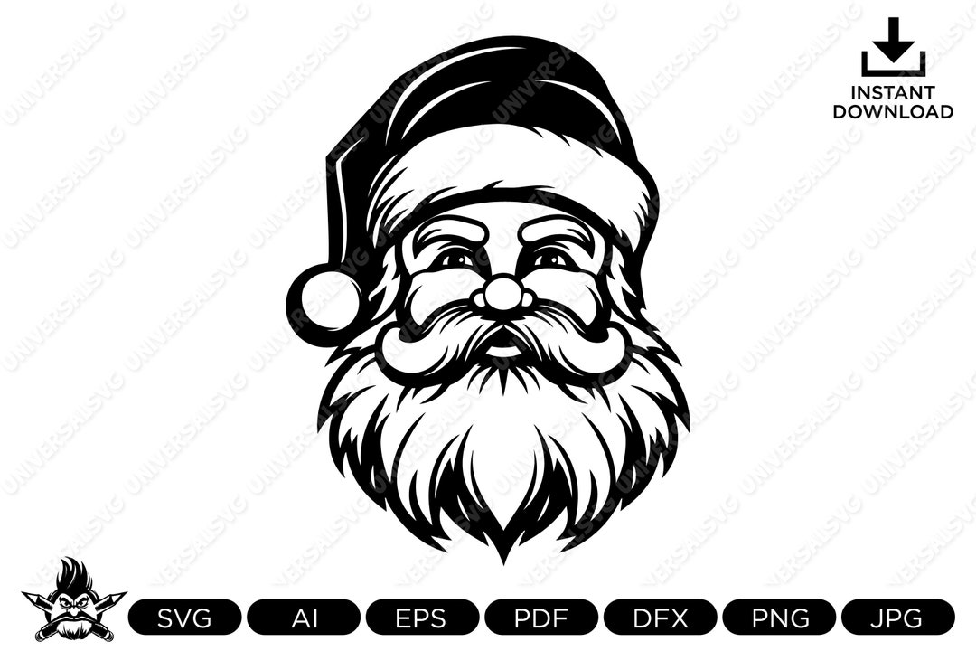 Santa Face SVG, Vintage Santa Face, Santa Claus, Christmas, Holiday ...
