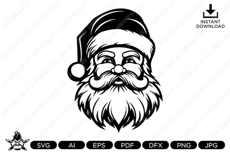 Santa Face SVG, Vintage Santa Face, Santa Claus, Christmas, Holiday ...