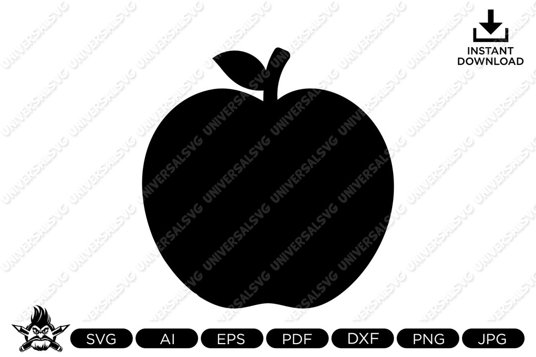 Apple SVG, Instant Download Vector Art for Crafting, Apple Silhouette ...