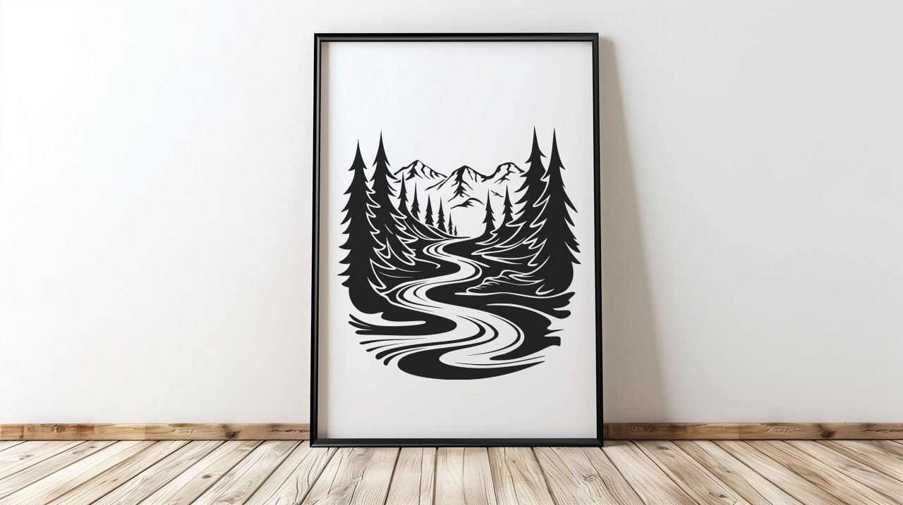 River Landscape Svg, Landscape Png, T-shirt Design, Clipart, Cut File ...