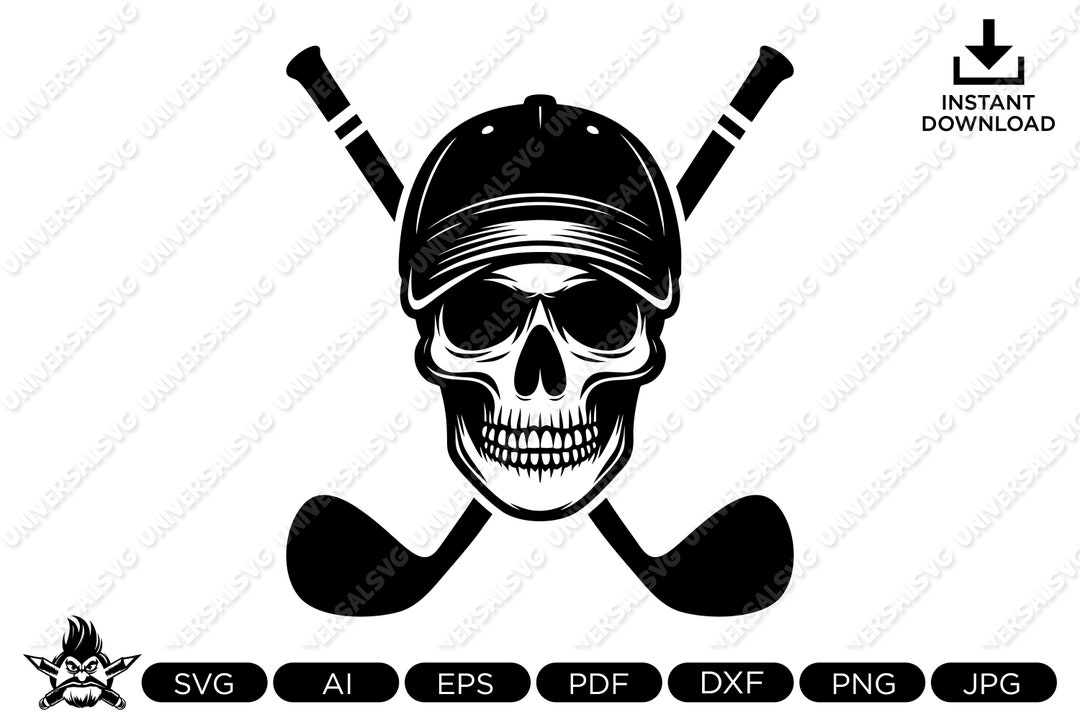 Golf Skull SVG: Golfer Vector Art for T-shirts & Mugs (digital Download ...