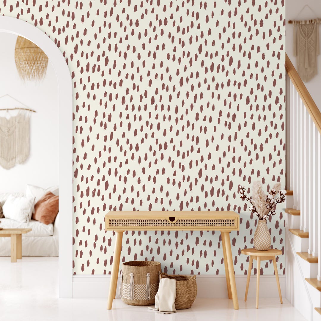 Neutral Brown Dot Wallpaper, Minimal Earthy Abstract Wall Mural - Etsy