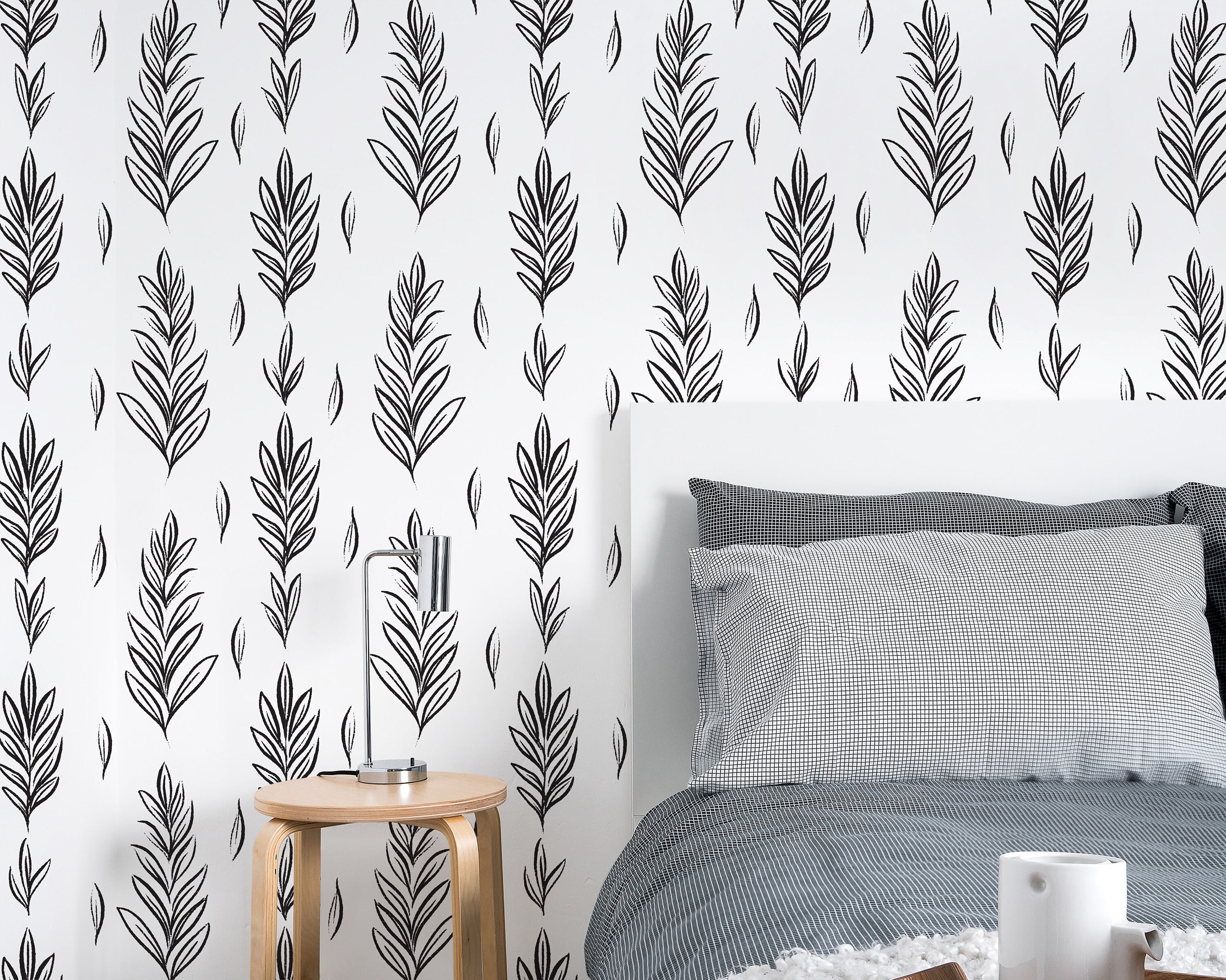 Leaves Wallpaper / White Pattern Wallpaper / Art Abstract - Etsy