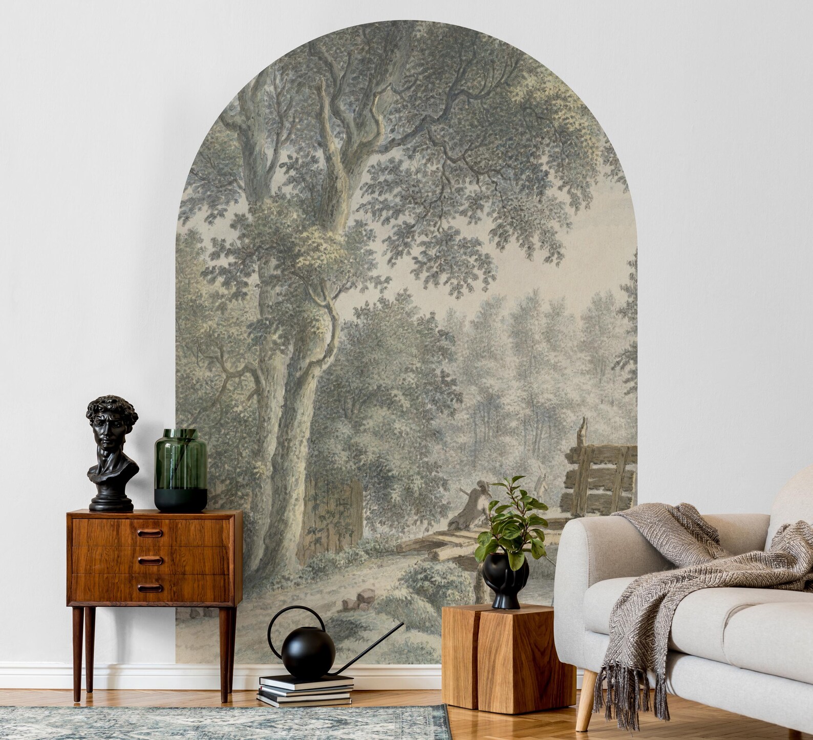 Vintage Bridge Wall Decal, Vintage Scenic River Peel and Stick Arch ...