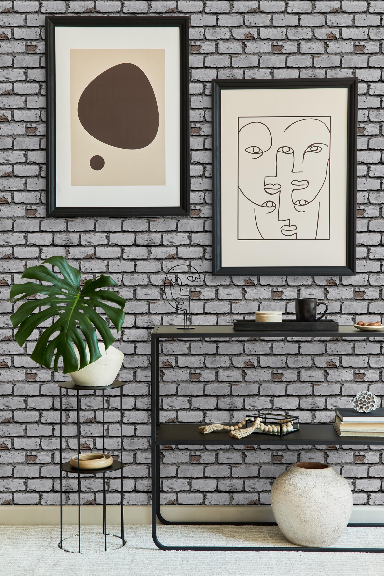 Gray Clinker Brick Wallpaper, Rustic Industrial Style Removable Wall ...