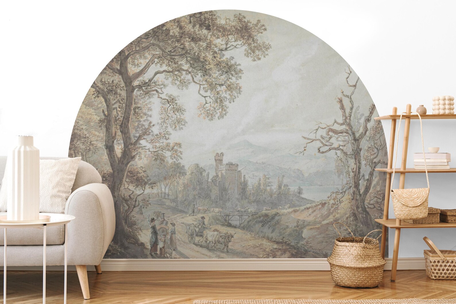 Historical Castle Forest Wallpaper: Peel and Stick Arch Decal - Etsy