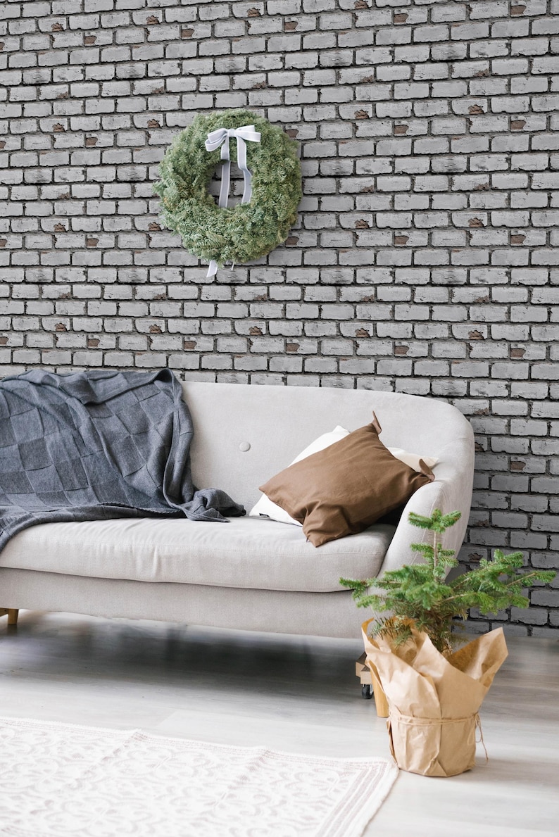 Industrial Style Gray Clinker Brick Concrete Removable Wall Mural ...