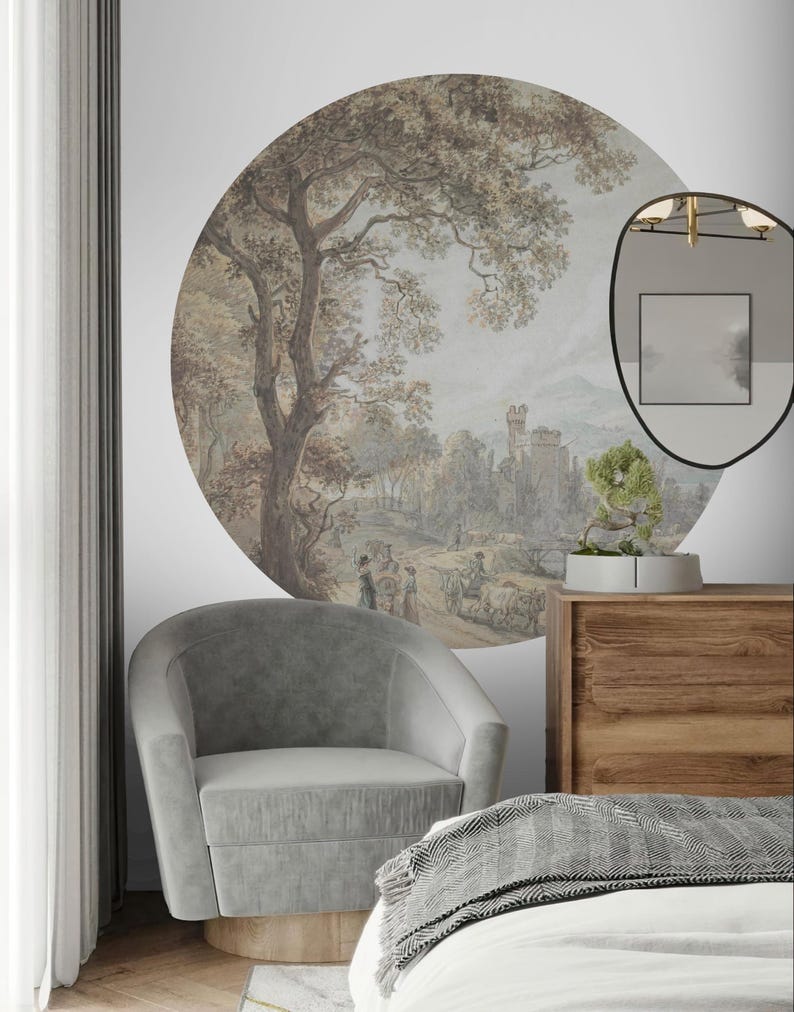 Historical Castle Forest Wallpaper: Peel and Stick Arch Decal - Etsy