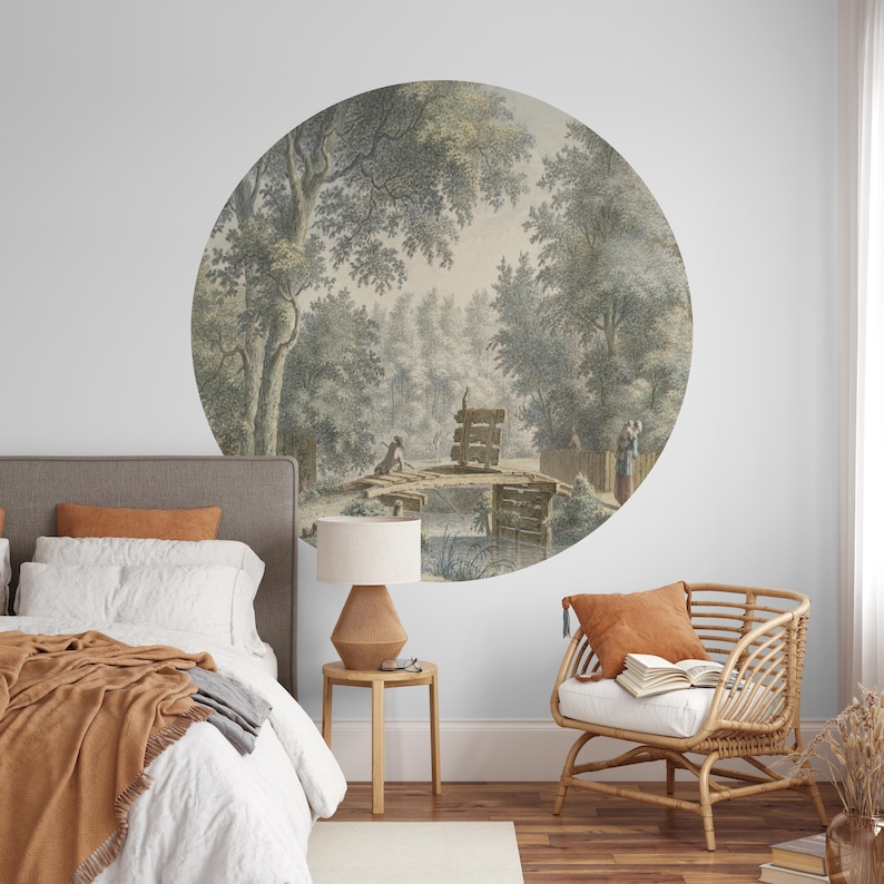 Vintage Bridge Wall Decal, Vintage Scenic River Peel and Stick Arch ...