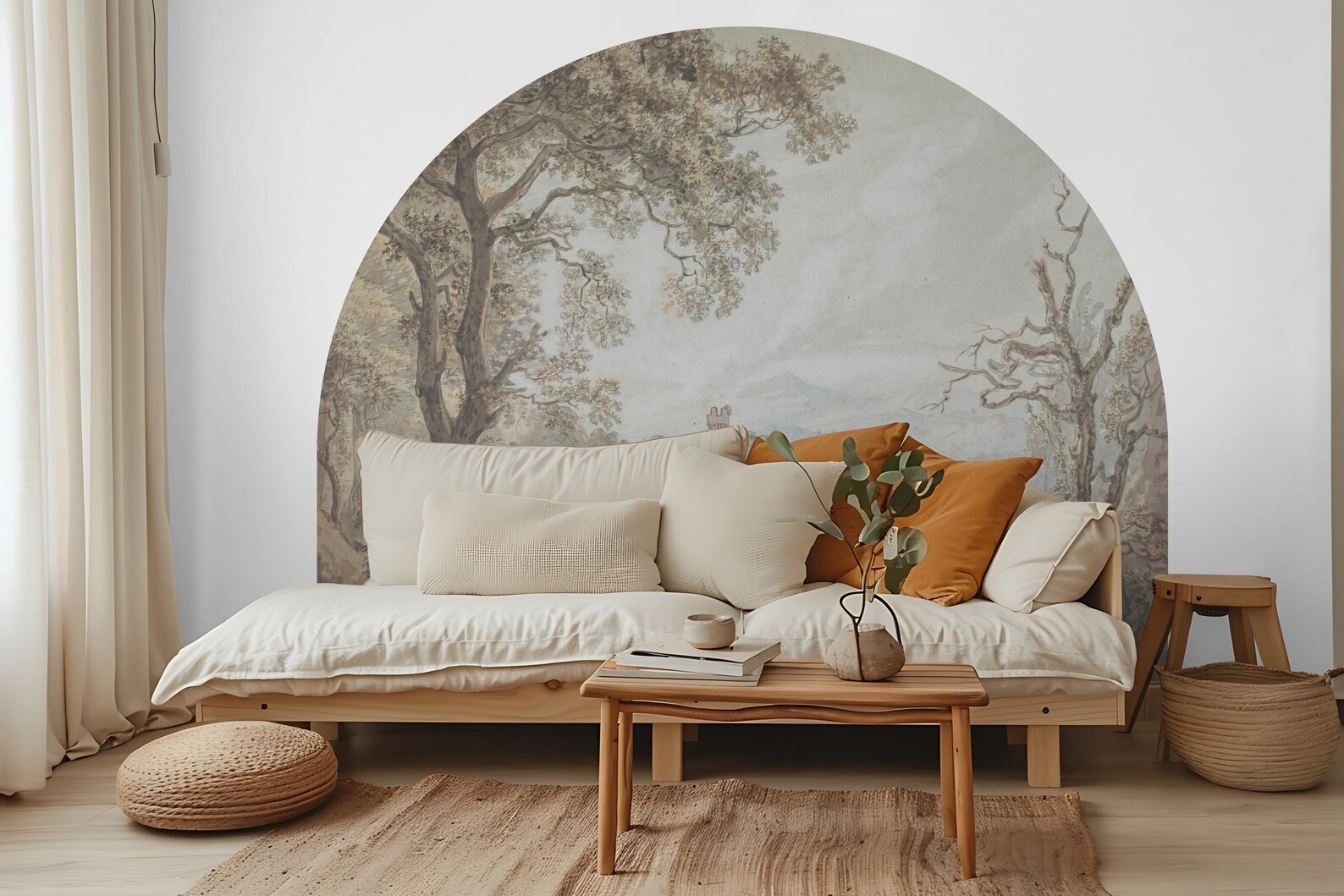 Historical Castle Forest Wallpaper: Peel and Stick Arch Decal - Etsy
