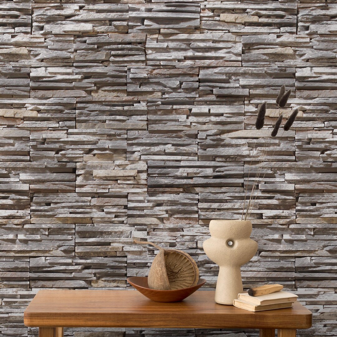 Stone Texture Wallpaper, Beige Brick Wallpaper, Peel and Stick Self ...