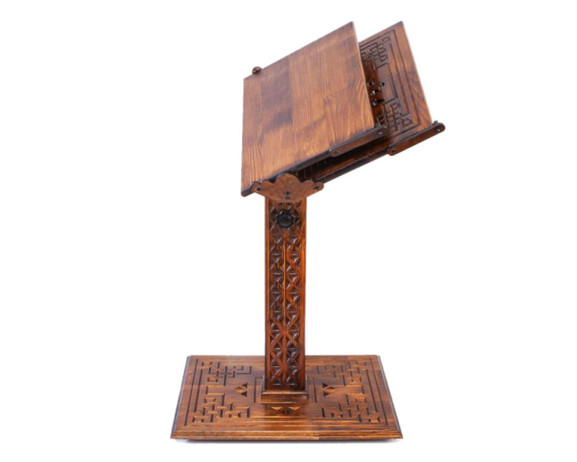 Adjustable Wooden Book Stand: Carved Quran, Bible, Torah Holder - Etsy
