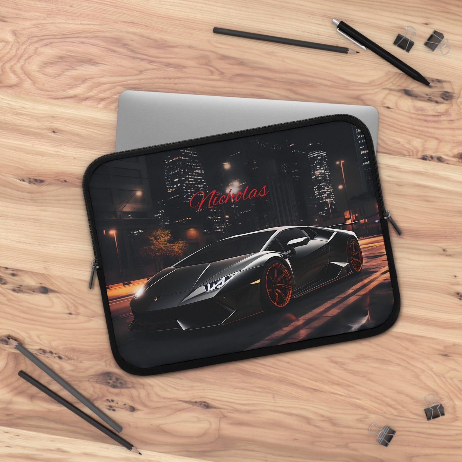 Personalized Black Lamborghini Laptop Sleeve, Custom Tech Case, Gamer ...