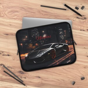 Personalized Black Lamborghini Laptop Sleeve, Custom Tech Case, Gamer ...
