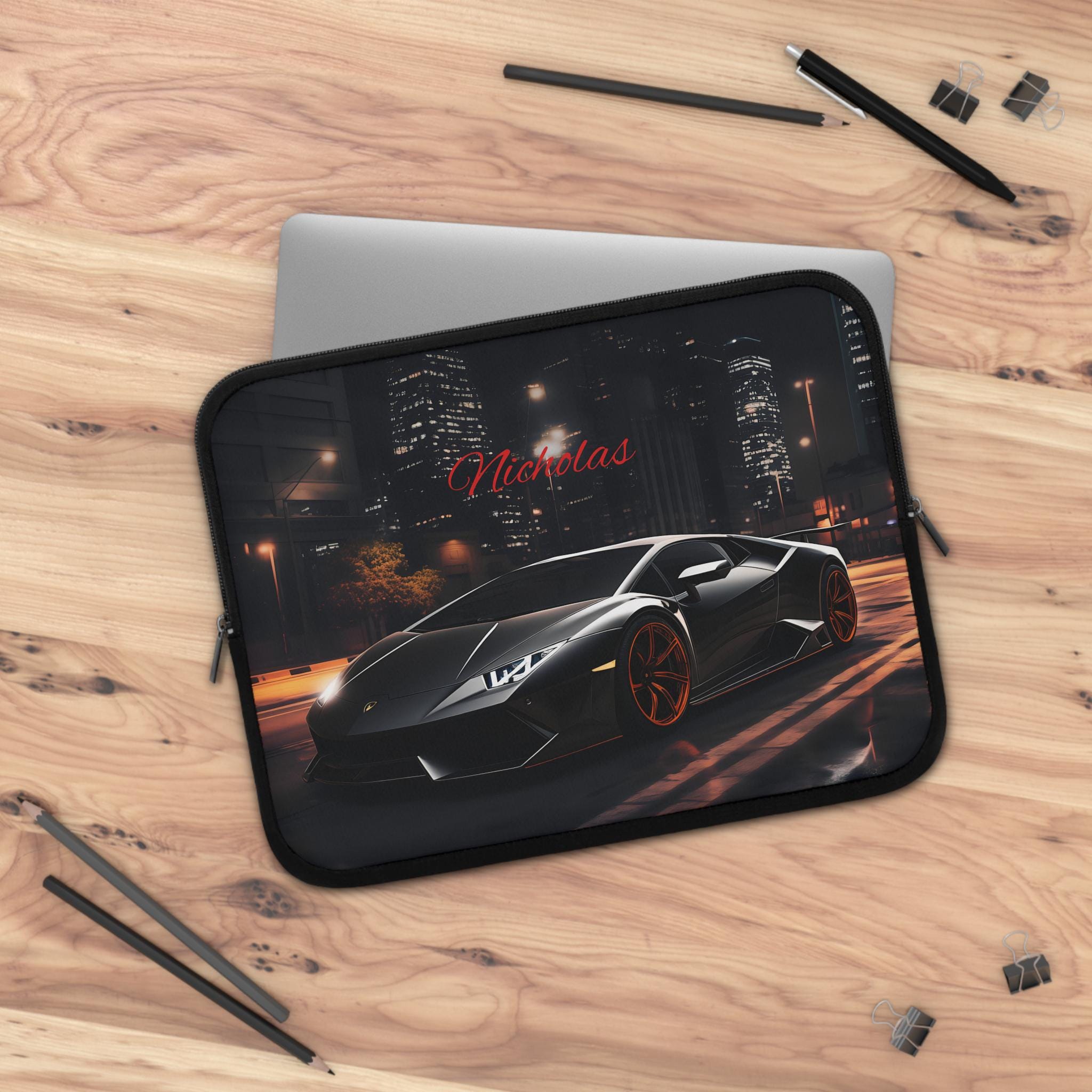 Personalized Black Lamborghini Laptop Sleeve, Custom Tech Case, Gamer ...