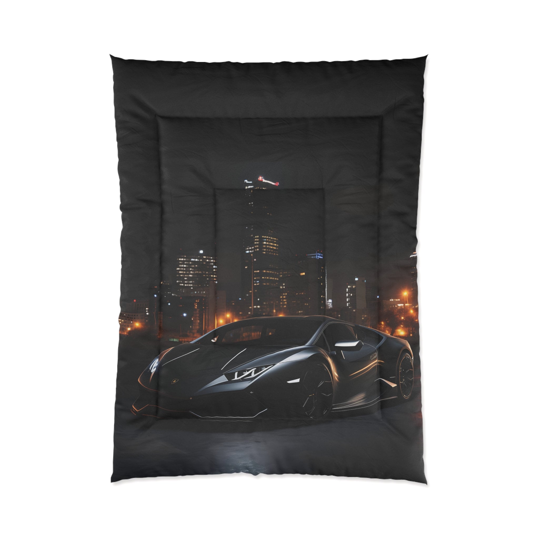 Comforter, Matte Black Lamborghini Stylish Bed Spread Large Fluffy ...