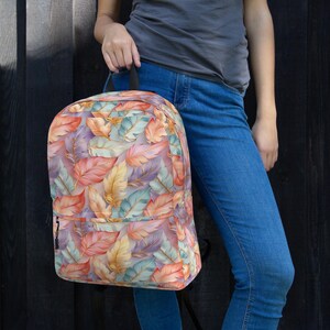 Backpack, Pastel Color Feather Roomy Stylish Back to School College ...