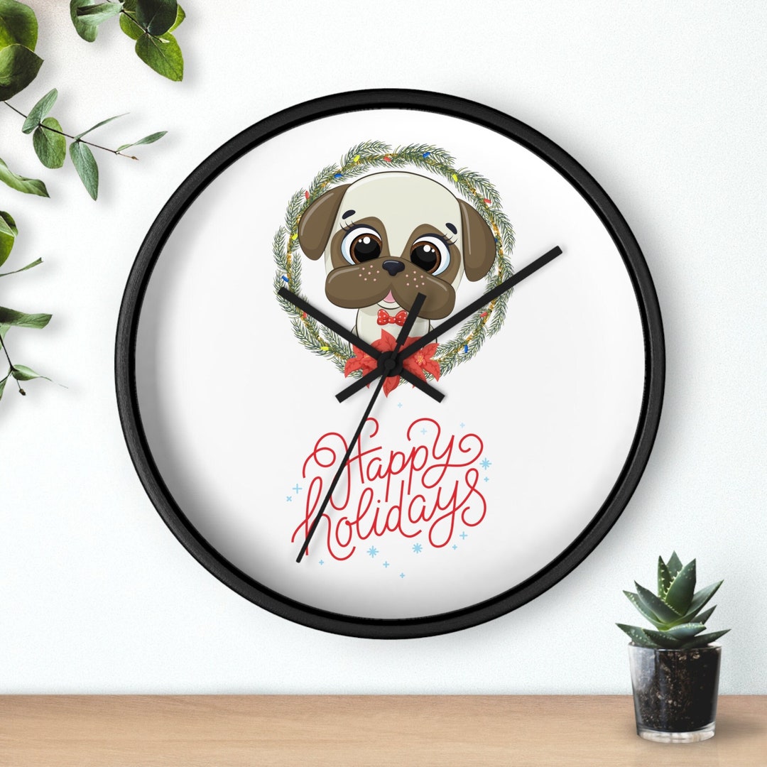 Wall Clock Christmas Clock Dog Clock Holiday Decor Home - Etsy