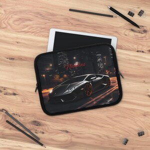 Personalized Black Lamborghini Laptop Sleeve, Custom Tech Case, Gamer ...
