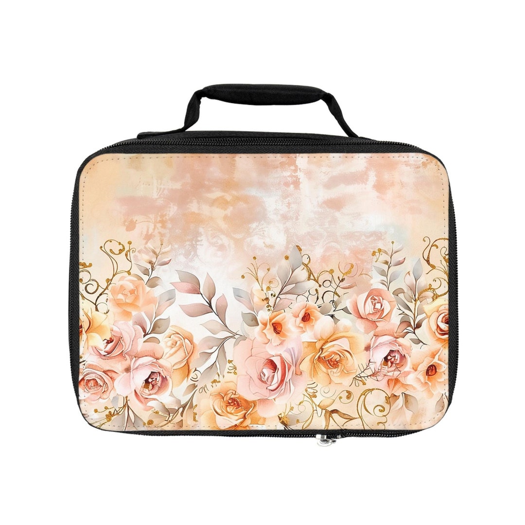Lunch Bag, Victorian Shabby Chic Peachy Pink Rose Pretty School Work ...