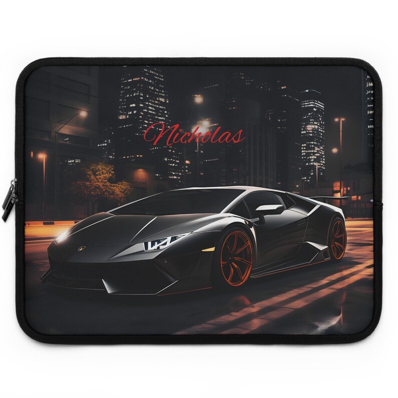 Personalized Black Lamborghini Laptop Sleeve, Custom Tech Case, Gamer ...