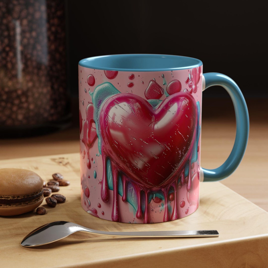 Heart Drip Coffee Mug, Romantic Gift, Valentine's Day, Cute Mug for Her ...